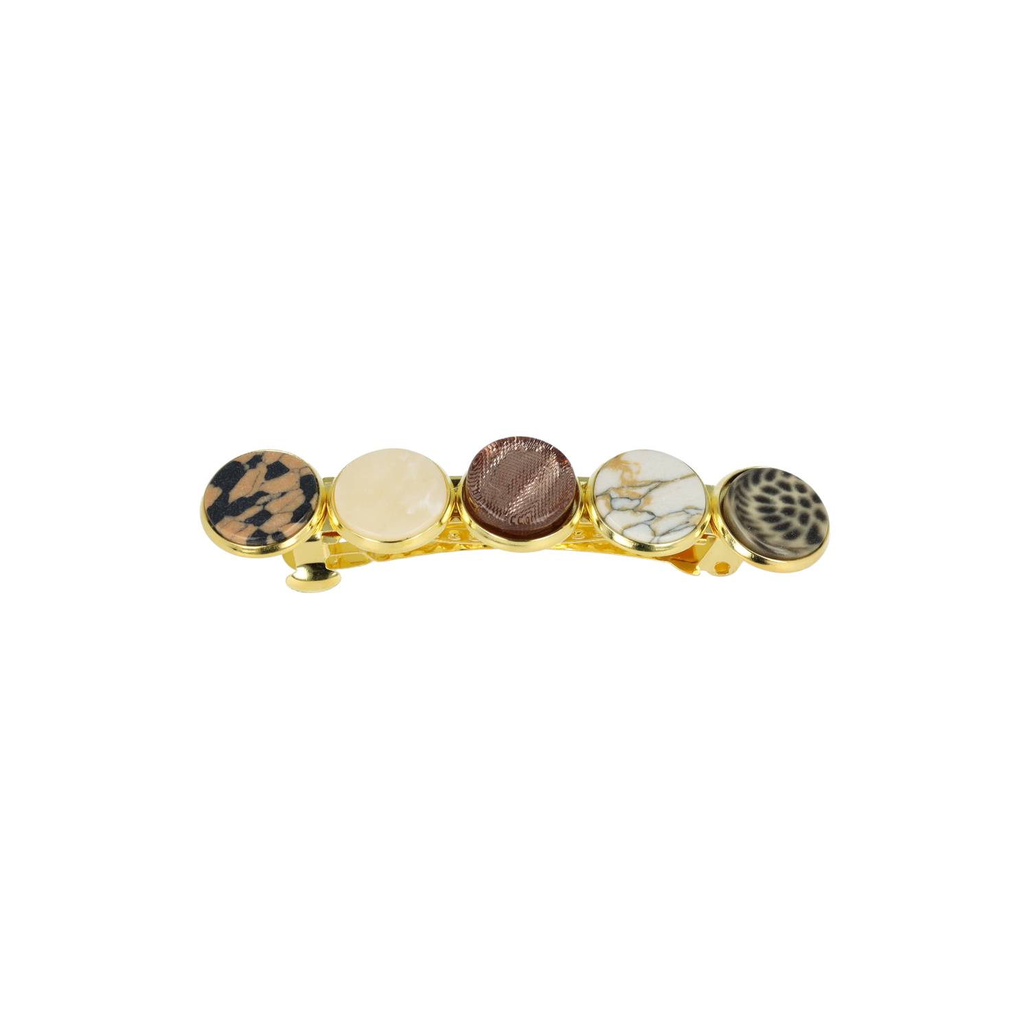 Gouden Fantasie Haarspeld Cirkel 6cm – Bruin Crème Marmer